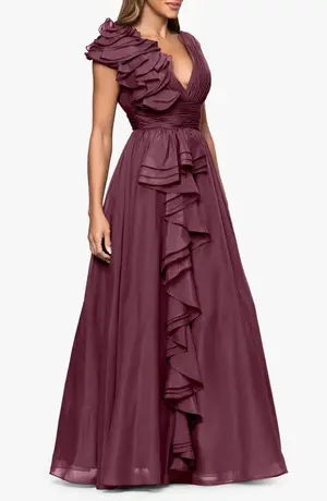 XSCAPE EVENINGS Ruffle Organza Gown