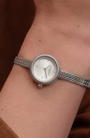 OLIVIA BURTON Finery Mesh Strap Watch - Silver