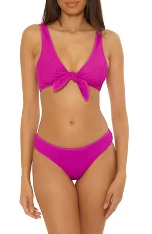 BECCA By Rebecca Virtue Buckle Reversible Bikini Top - Hibiscus