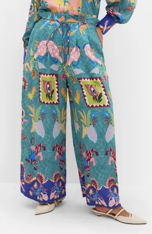 City Chic Mirror Me Tie Waist Wide-leg Pants - Mystic Gaze