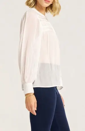 Matty M. Andie Pleated Yoke Button-up Shirt - Vellum