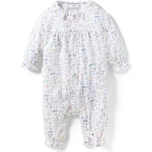 PETITE PLUME Madeline Print One-piece Brushed Twill Pajamas - White