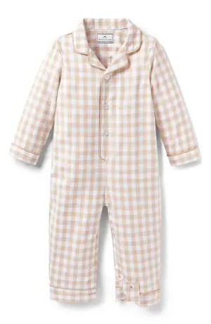PETITE PLUME Gingham One-piece Brushed Twill Pajamas