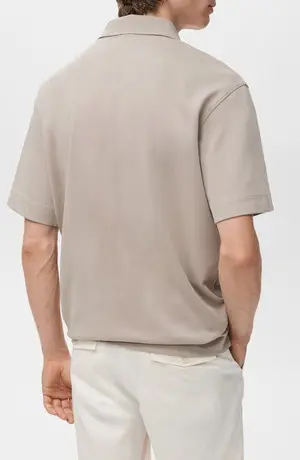 Mango Relaxed Fit Cotton Blend Polo - Light/pastel Grey