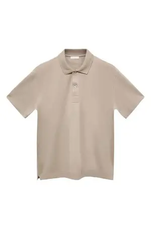 Mango Relaxed Fit Cotton Blend Polo - Light/pastel Grey