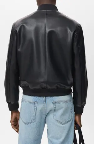 Mango Faux Leather Bomber Jacket