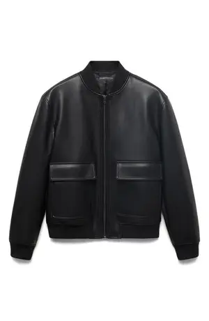 Mango Faux Leather Bomber Jacket