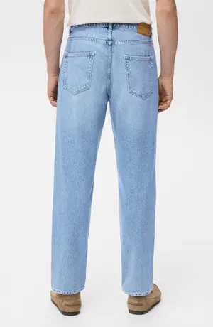 Mango Lore Tapered Straight Leg Jeans - Medium Blue