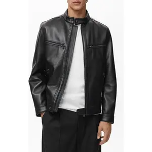 Mango Leather Outerwear For Men