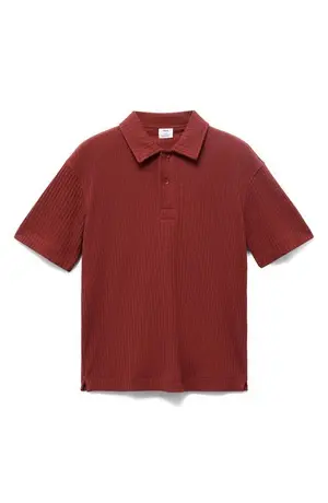 Mango Textured Knit Polo - Cherry