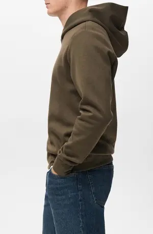 Mango Regular Fit Fleece Hoodie - Olive Green