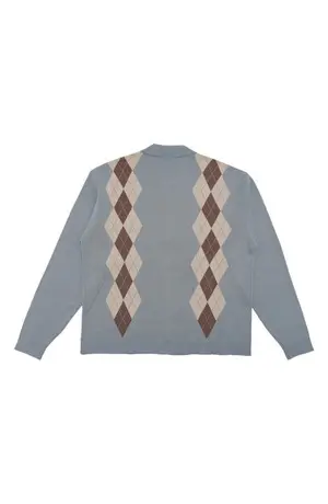 STUDENTS Argyle Jacquard Cotton Zip-up Cardigan