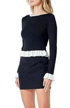 Endless Rose Ribbed Long-sleeve With Ruffle Trim