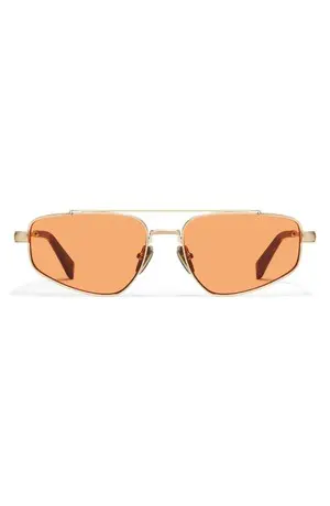Quay Pit Stop 56mm Aviator Sunglasses - Brushed Gold/honey