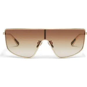 Quay Gradient Shield Sunglasses - Brushed Gold/sepia