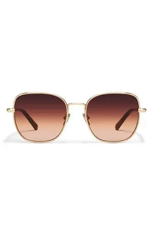 Quay Uptown 58mm Gradient Round Sunglasses - Brushed Gold/maple Honey