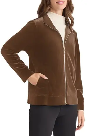 Jones New York Velour Jacket - Carob