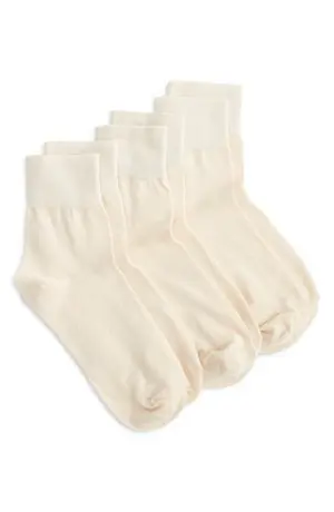 STEMS Finely Knit Trouser Socks Pack Of 3 - Cream
