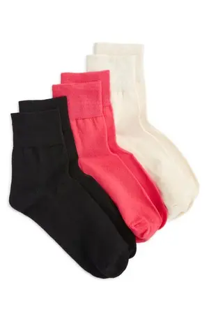 STEMS Finely Knit Trouser Socks Pack Of 3 - Pink Multi