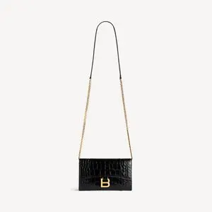Balenciaga Hourglass Wallet On Chain - Black