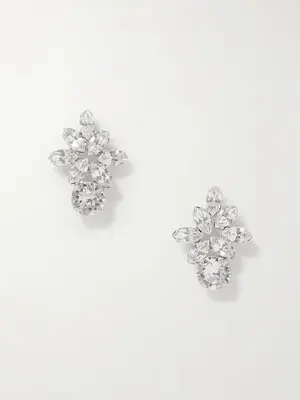 JENNIFER BEHR Maura Rhodium-plated Crystal Earrings - Silver
