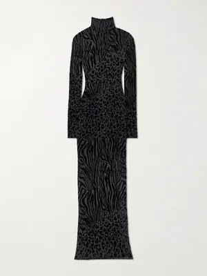 Alex Perry Devoré-velvet Turtleneck Gown