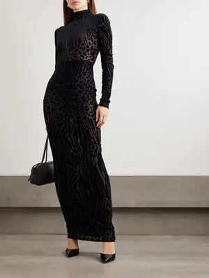 Alex Perry Devoré-velvet Turtleneck Gown