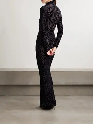 Alex Perry Devoré-velvet Turtleneck Gown