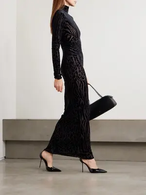 Alex Perry Devoré-velvet Turtleneck Gown