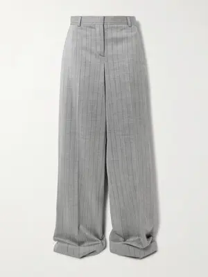 Stella McCartney Pinstriped Wool-blend Twill Wide-leg Pants