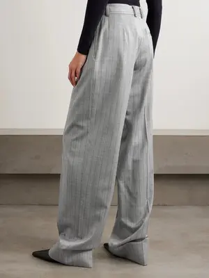 Stella McCartney Pinstriped Wool-blend Twill Wide-leg Pants