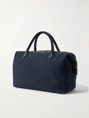 METIER Vérité City Braided Leather-trimmed Nubuck Tote - Blue