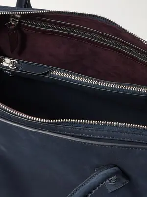 METIER Vérité City Braided Leather-trimmed Nubuck Tote - Blue