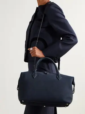 METIER Vérité City Braided Leather-trimmed Nubuck Tote - Blue