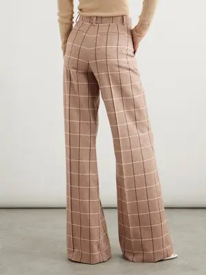 Valentino Garavani Checked Wool Wide-leg Pants - Brown