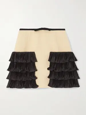 Valentino Garavani Ruffled Wool-blend Tweed Mini Skirt - Cream