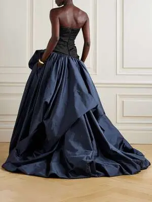 MARMAR HALIM Strapless Ruched Satin And Twill Gown