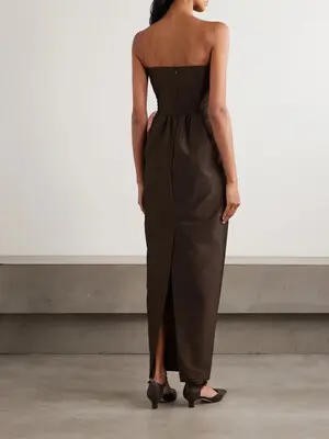 Bernadette Lina Strapless Bow-embellished Taffeta Gown - Brown