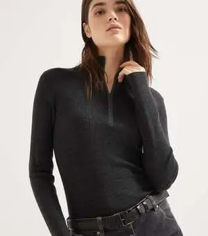 Brunello Cucinelli Virgin Wool-cashmere Half-zip Sweater - Black