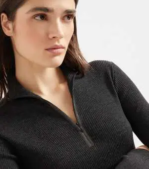 Brunello Cucinelli Virgin Wool-cashmere Half-zip Sweater - Black