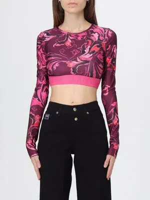Versace Long Sleeve Printed Crop Top - Violet