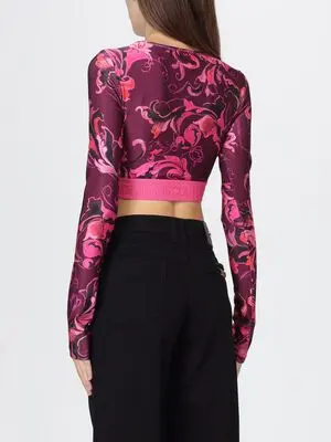 Versace Long Sleeve Printed Crop Top - Violet