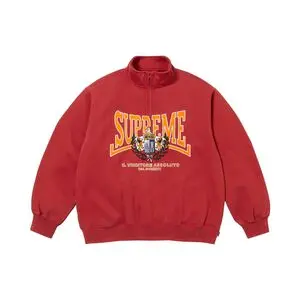 Supreme Crest Appliqué Half Zip Pullover - Red