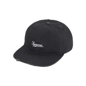 Supreme Distressed Script 6-panel Cap - Black