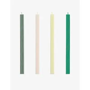 HAY Square Wax Candle Set Of Four - Greens And Whites