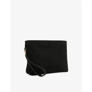 Whistles Avah Zip-up Suede Clutch - Black