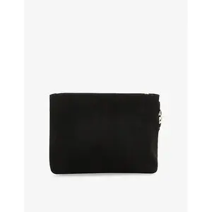 Whistles Avah Zip-up Suede Clutch - Black