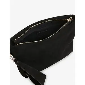 Whistles Avah Zip-up Suede Clutch - Black