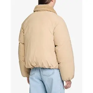 Sandro Relaxed-fit Puffer Jacket With Shearling Collar