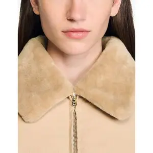 Sandro Relaxed-fit Puffer Jacket With Shearling Collar